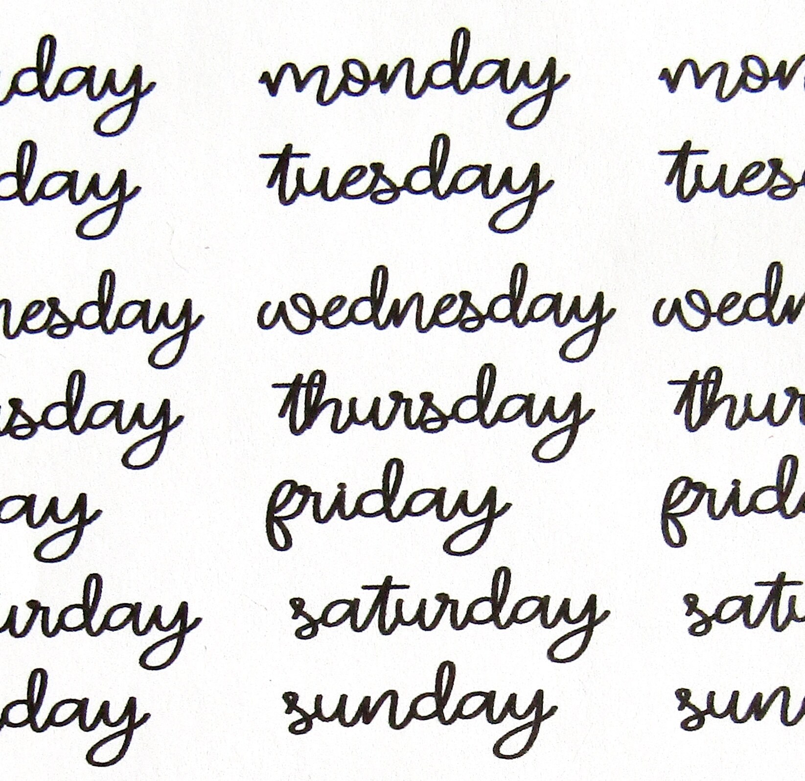 Days of the Week Script Planner Stickers - Etsy