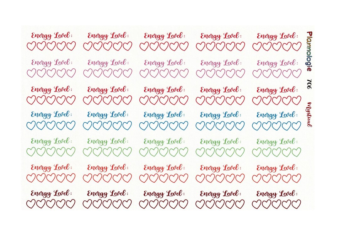 Energy Level Planner Stickers - Script Stickers - Weekly Checklist ...