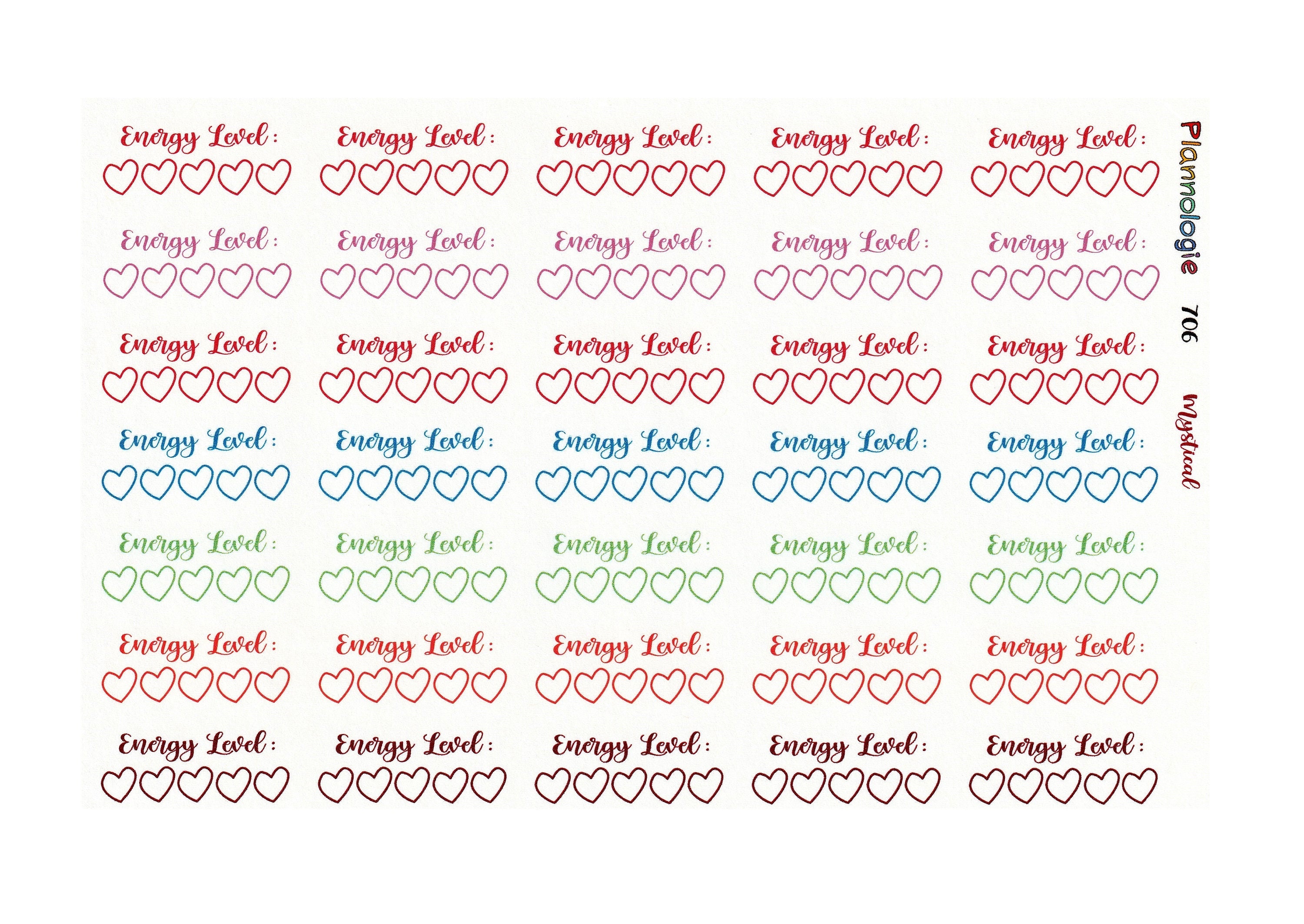 Energy Level Planner Stickers Script Stickers Weekly | Etsy