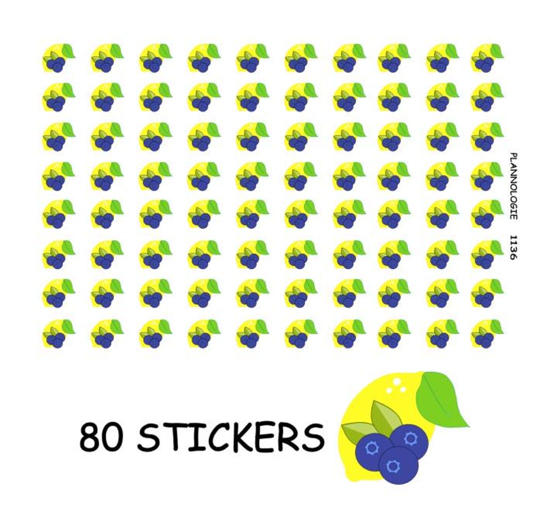 Lemon Blueberry Icon Stickers- Planner Stickers - Party Stickers - Food ...