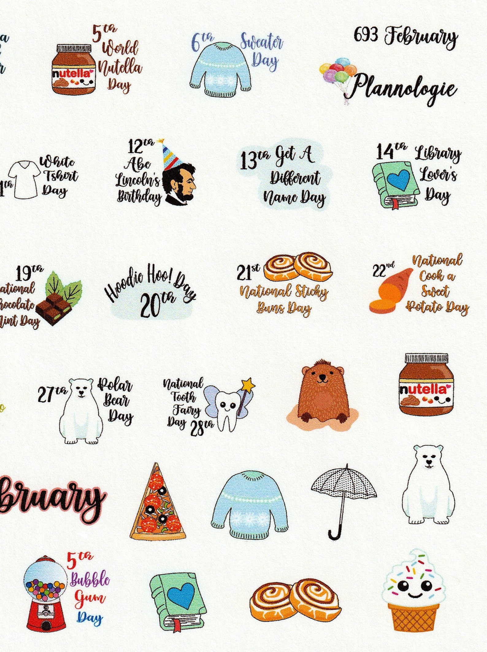 FEBRUARY Wacky Holidays Planner Stickers Calendar Stickers - Etsy
