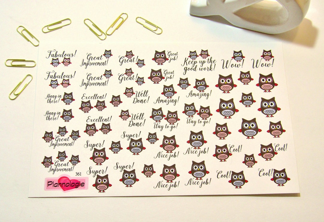 Teacher Reward Stickers - Owl Stickers - Etsy