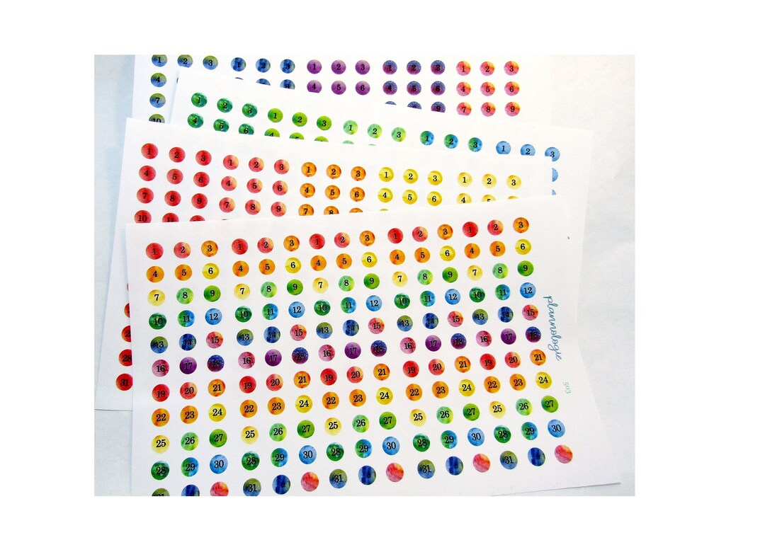 Mini Date Dot Planner Stickers - Date Cover Stickers - Calendar Numbers ...
