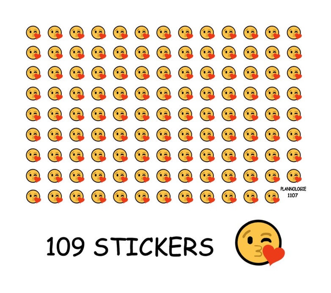 Small Kiss Face Emoji Stickers for Planners - Etsy