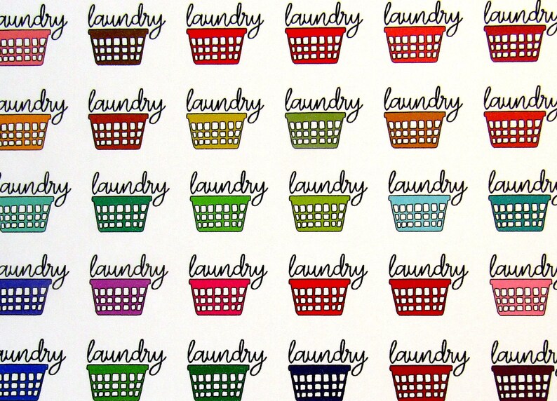 Laundry Planner Stickers Watercolor Planner Stickers - Etsy