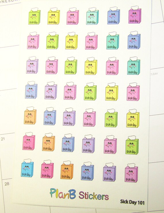 Sick Day Planner Stickers Day off Stickers Bad Day | Etsy
