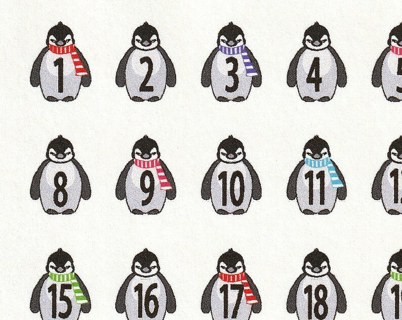 Penguin Date Covers Penguin Number Stickers Penguin - Etsy