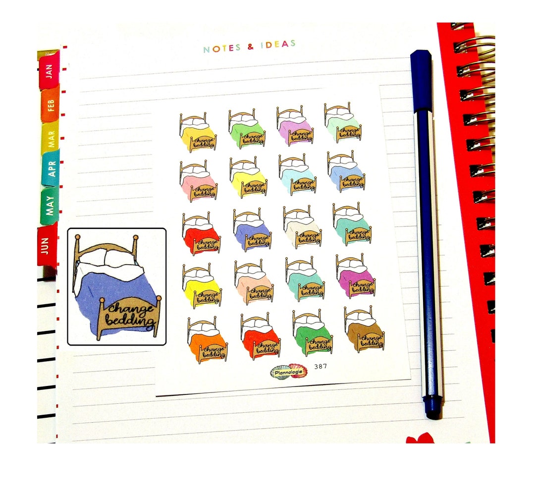 Change Bedding Stickers, Change Sheets Reminder Stickers, Laundry ...