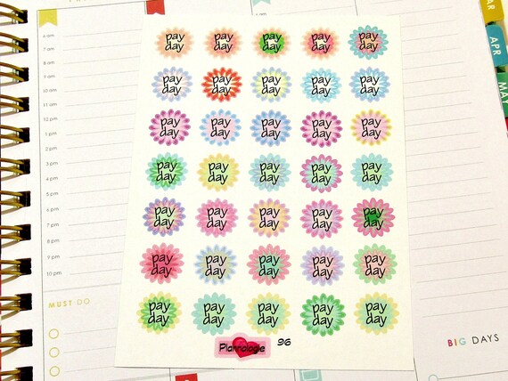 Pay Day Planner Stickers Flower Stickers Salary Stickers - Etsy