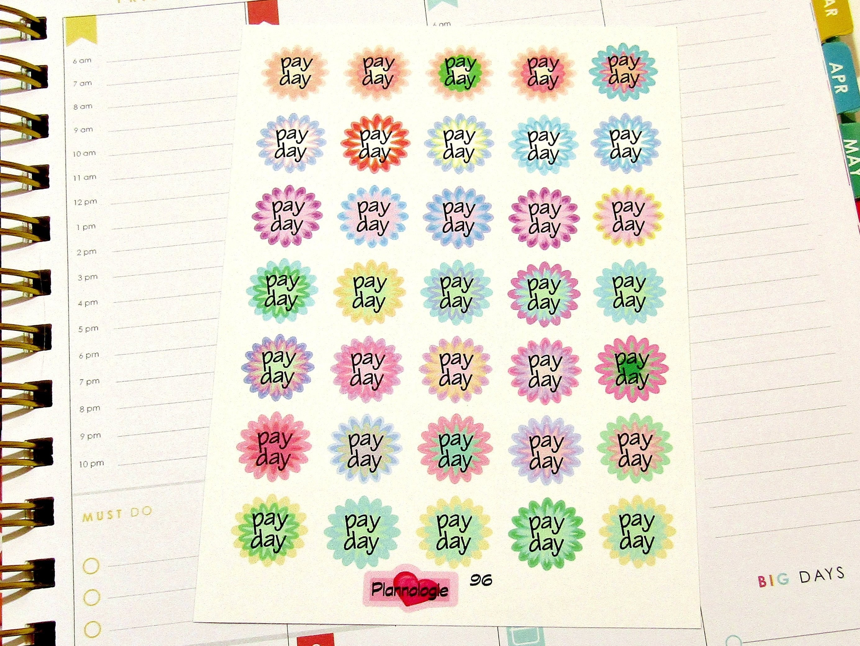 Pay Day Planner Stickers Flower Stickers Salary Stickers | Etsy