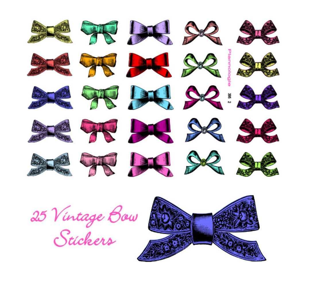 Vintage Bow Stickers - Journal Stickers - Planner Stickers - Ephemera ...
