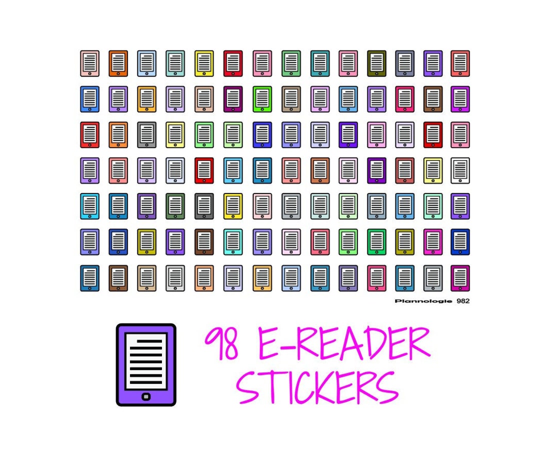 EREADER Icon Stickers - Book Lover Icon Stickers - Book Planner ...