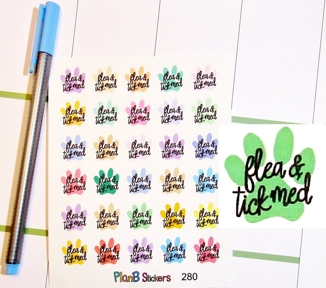 Flea and Tick Med Planner Stickers - Pet Care Planner Stickers - Flea ...