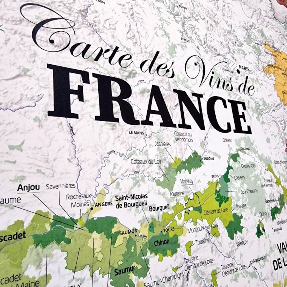 French Wine Map Large Size - Etsy