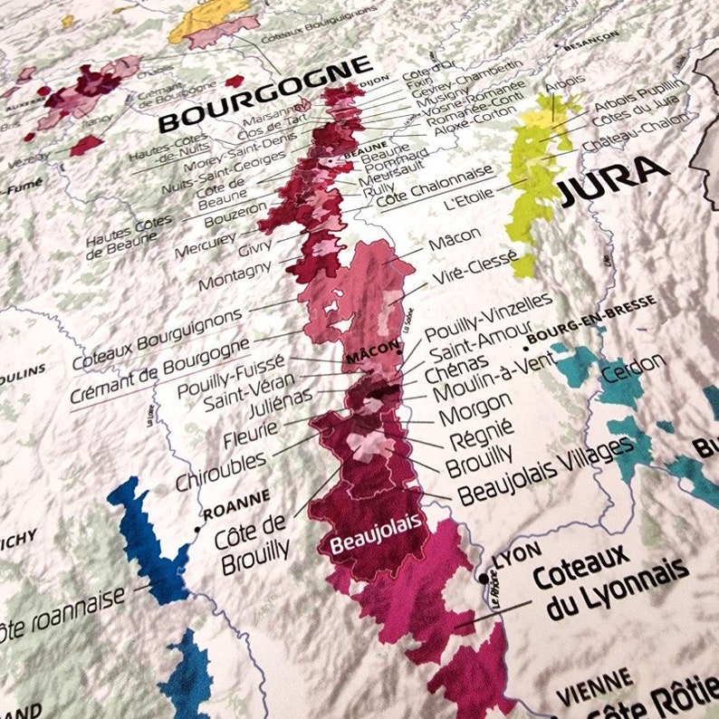 French Wine Map Large Size - Etsy
