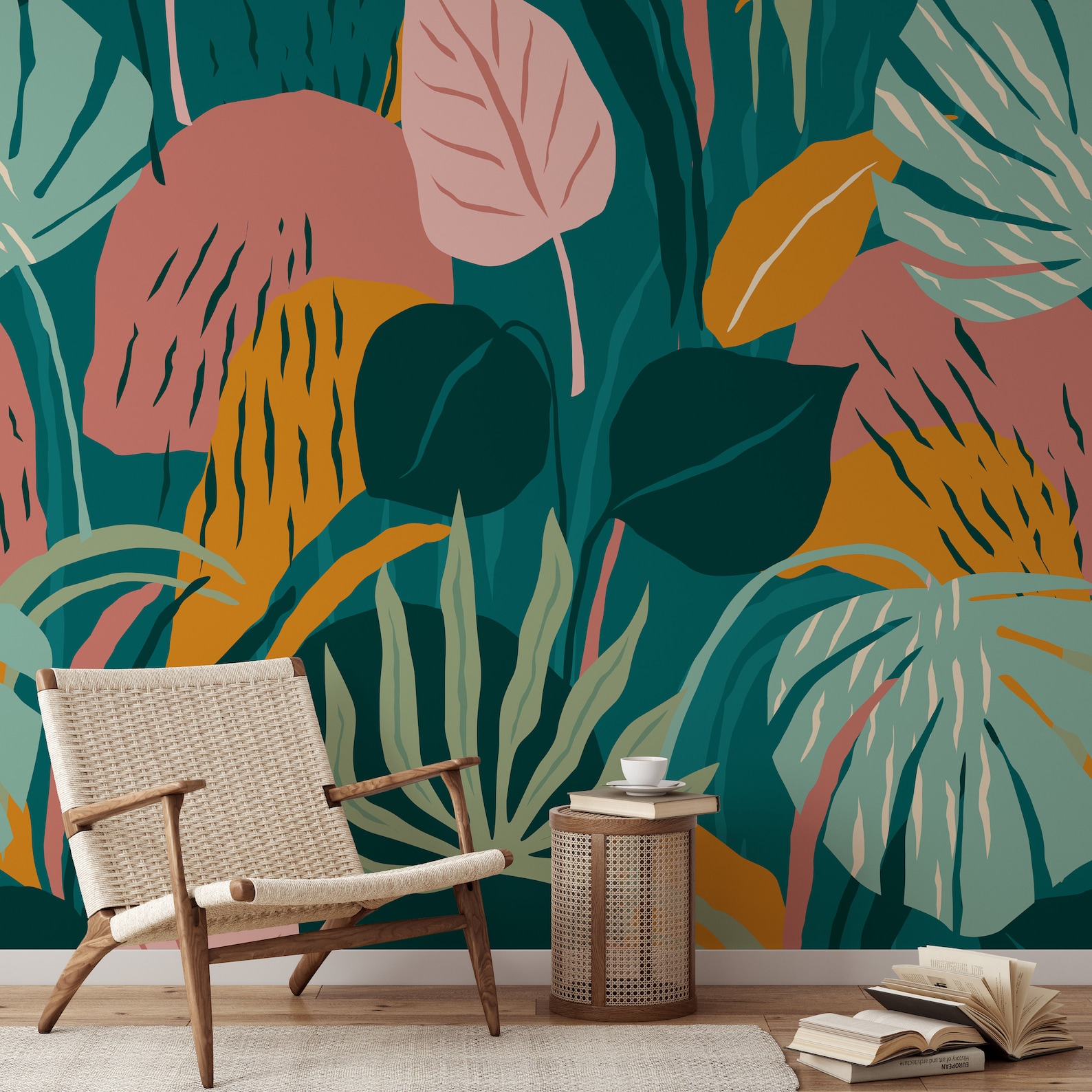 Abstract Tropical Mural Wallpaper, Removable Wallpaper, Self Adhesive ...