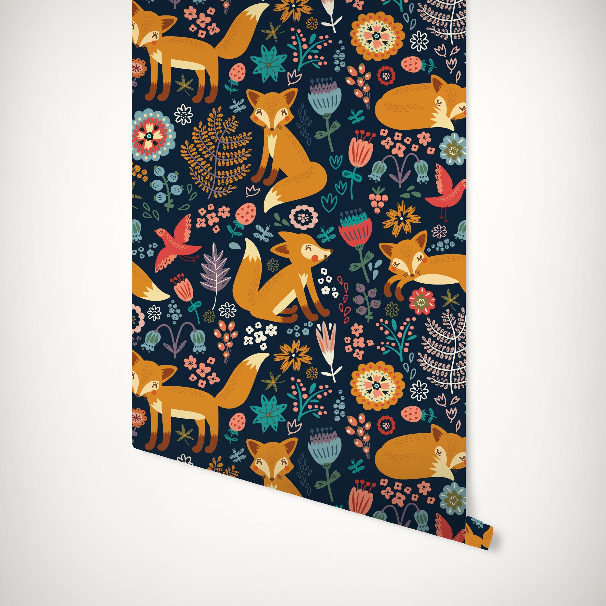 Midnight Fox Wallpaper Removable Wallpaper Self Adhesive - Etsy