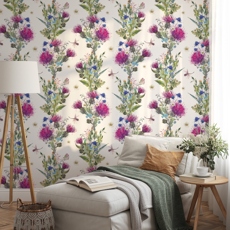 Thistle Wallpaper - Etsy UK