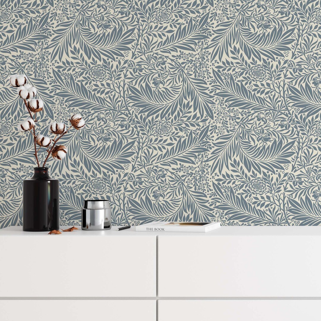 Larkspur (in Stone Blue) Pasteable Wallpaper Roll (50 Cm X 10 M) - Etsy