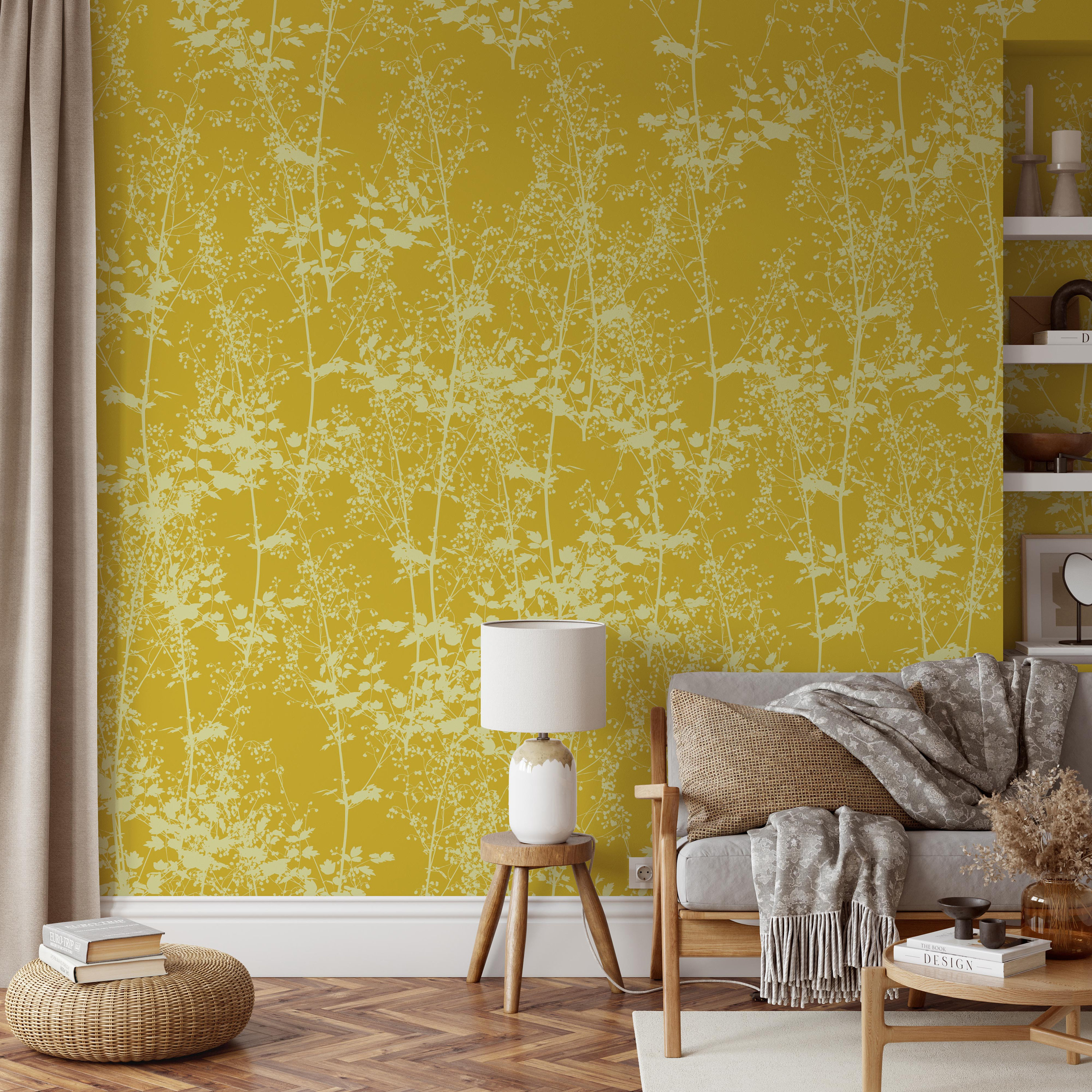 Meadow Flower in Yellow Mural Wallpaper, Removable Wallpaper, Self ...