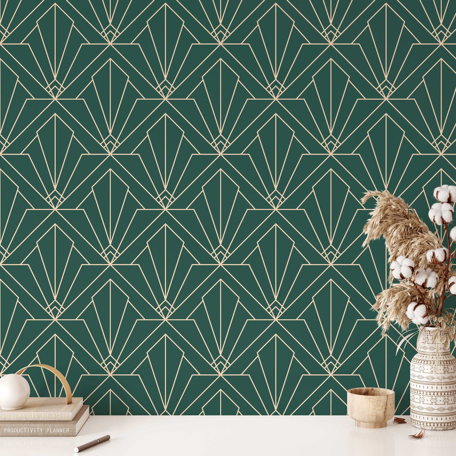 Art Deco Patterned Wallpaper, Removable Wallpaper, Self Adhesive ...
