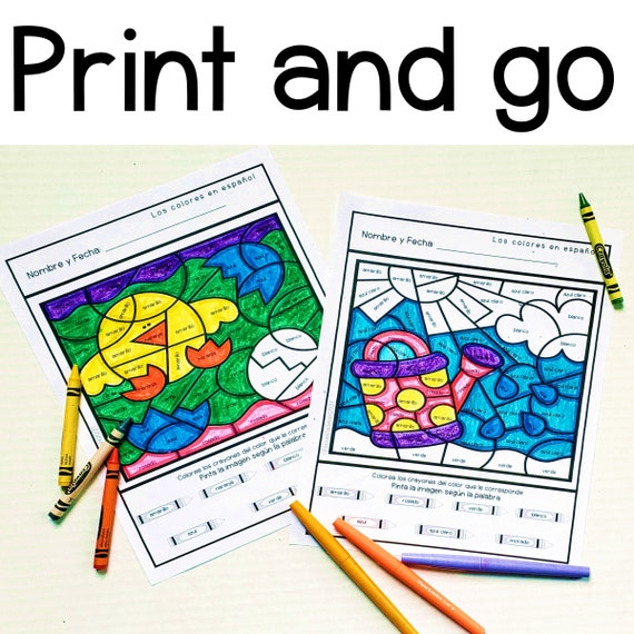 Printable Spanish Color by Word Colorea Segun La Palabra | Etsy