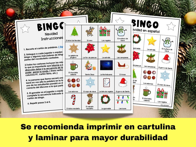Printable Bingo Game in Spanish - Christmas - Etsy