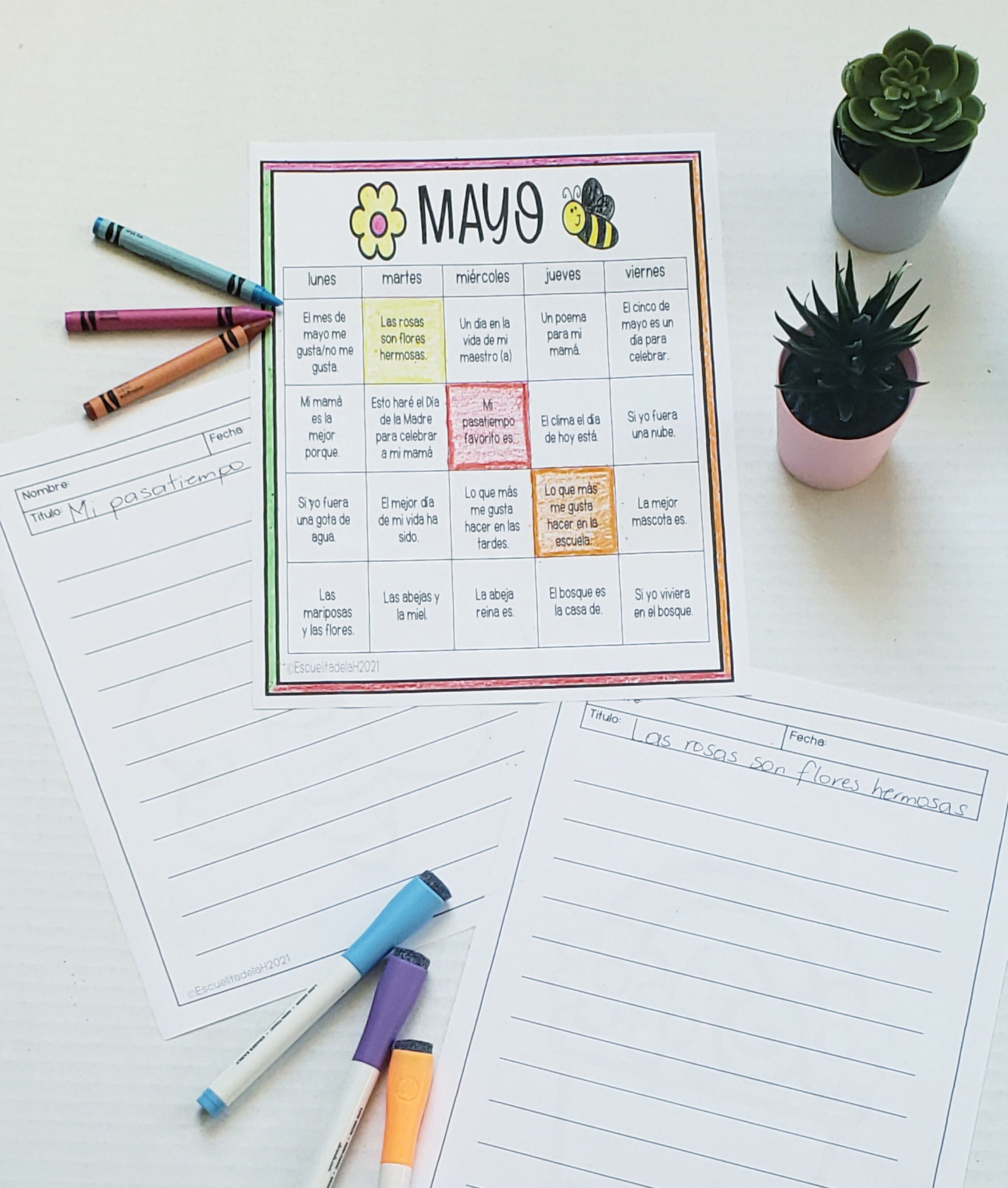 Printable Writing Prompts Template for May in Spanish - Etsy