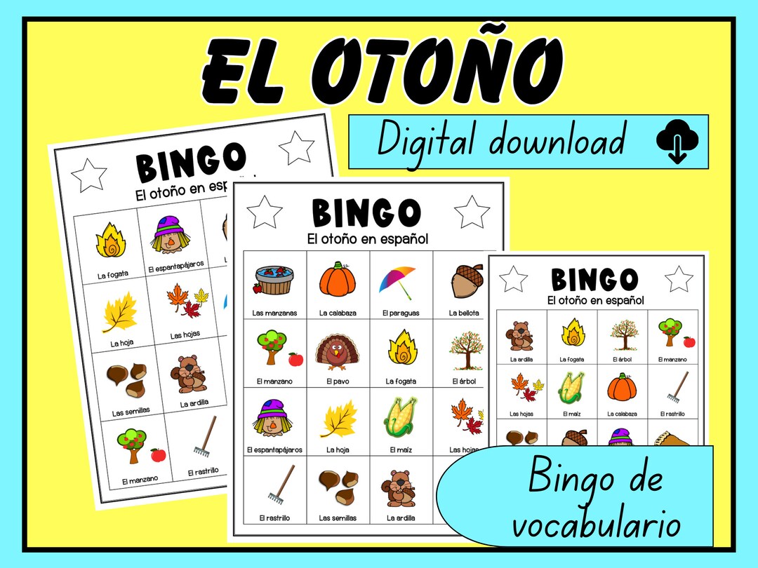 Printable Bingo Game in Spanish - Autumn - Etsy