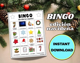 Printable Bingo Game in Spanish - Christmas - Etsy