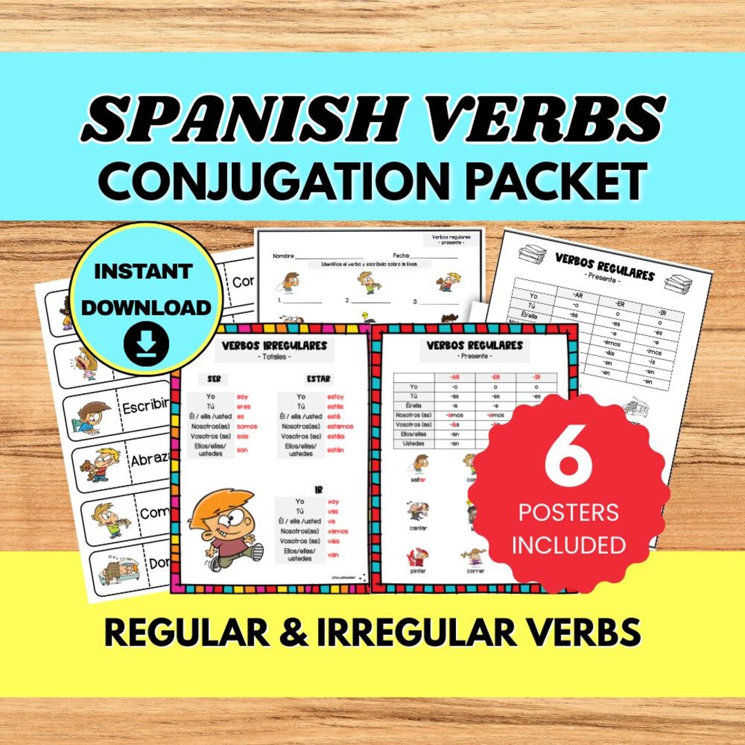 Spanish Present Tense Verbs Printable | Regular & Irregular Verbs ...