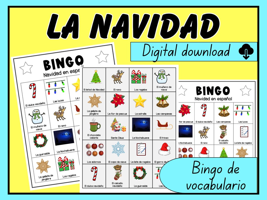Printable Bingo Game in Spanish Christmas - Etsy