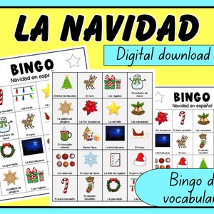 Printable Bingo Game in Spanish Christmas - Etsy