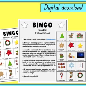 Printable Bingo Game in Spanish Christmas - Etsy