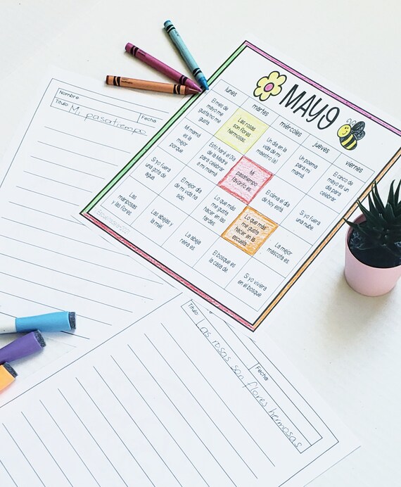 Printable Writing Prompts Template for May in Spanish | Etsy