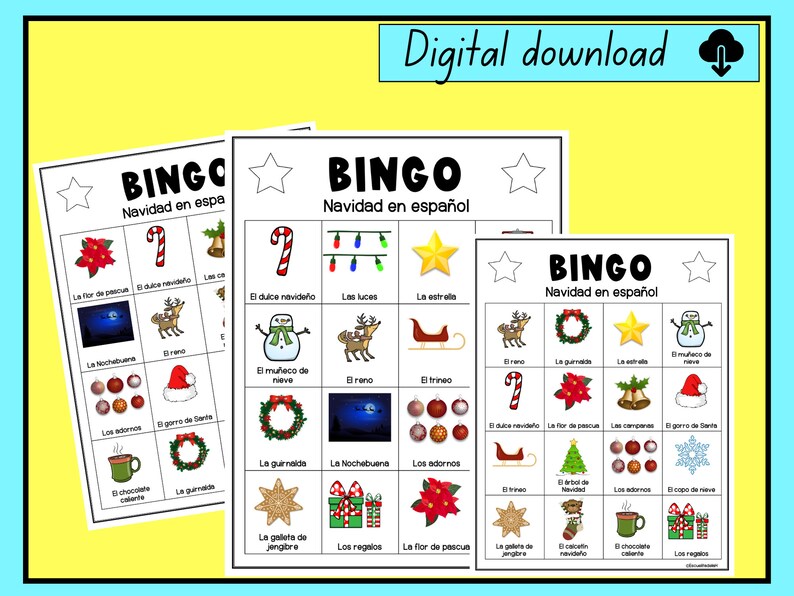 Printable Bingo Game in Spanish Christmas - Etsy