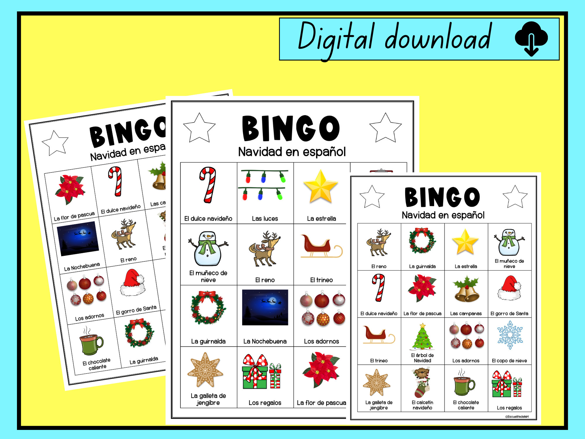 Printable Bingo Game in Spanish Christmas - Etsy