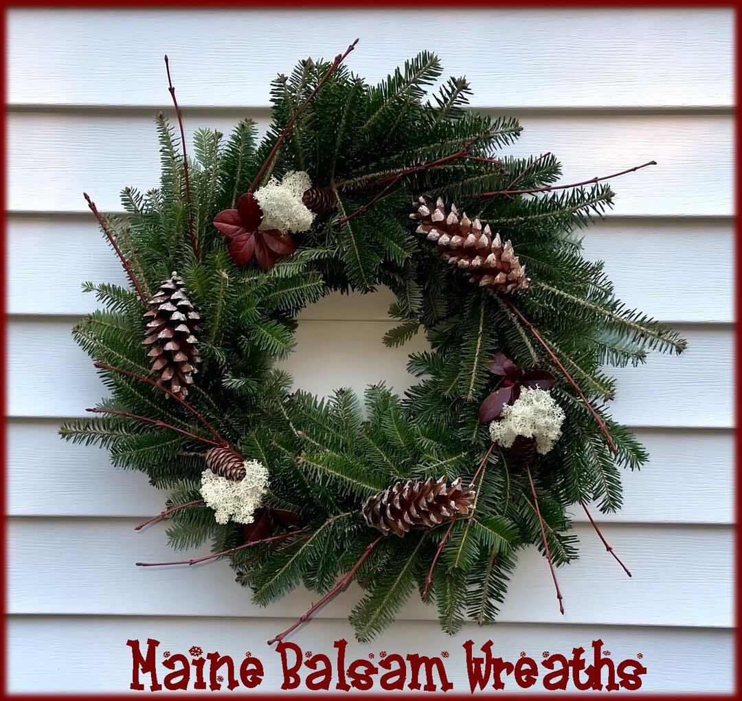 Early Bird Special! 22" All-natural Maine Balsam Fir Wreath With Cones ...
