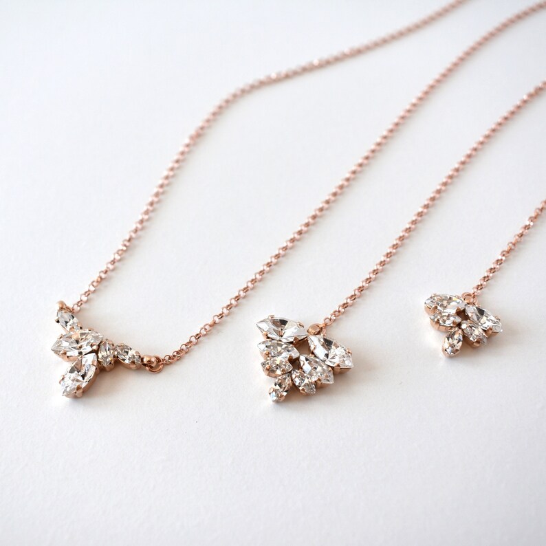 Rose Gold Back Necklace Bridal Backdrop Necklace Rose Gold | Etsy