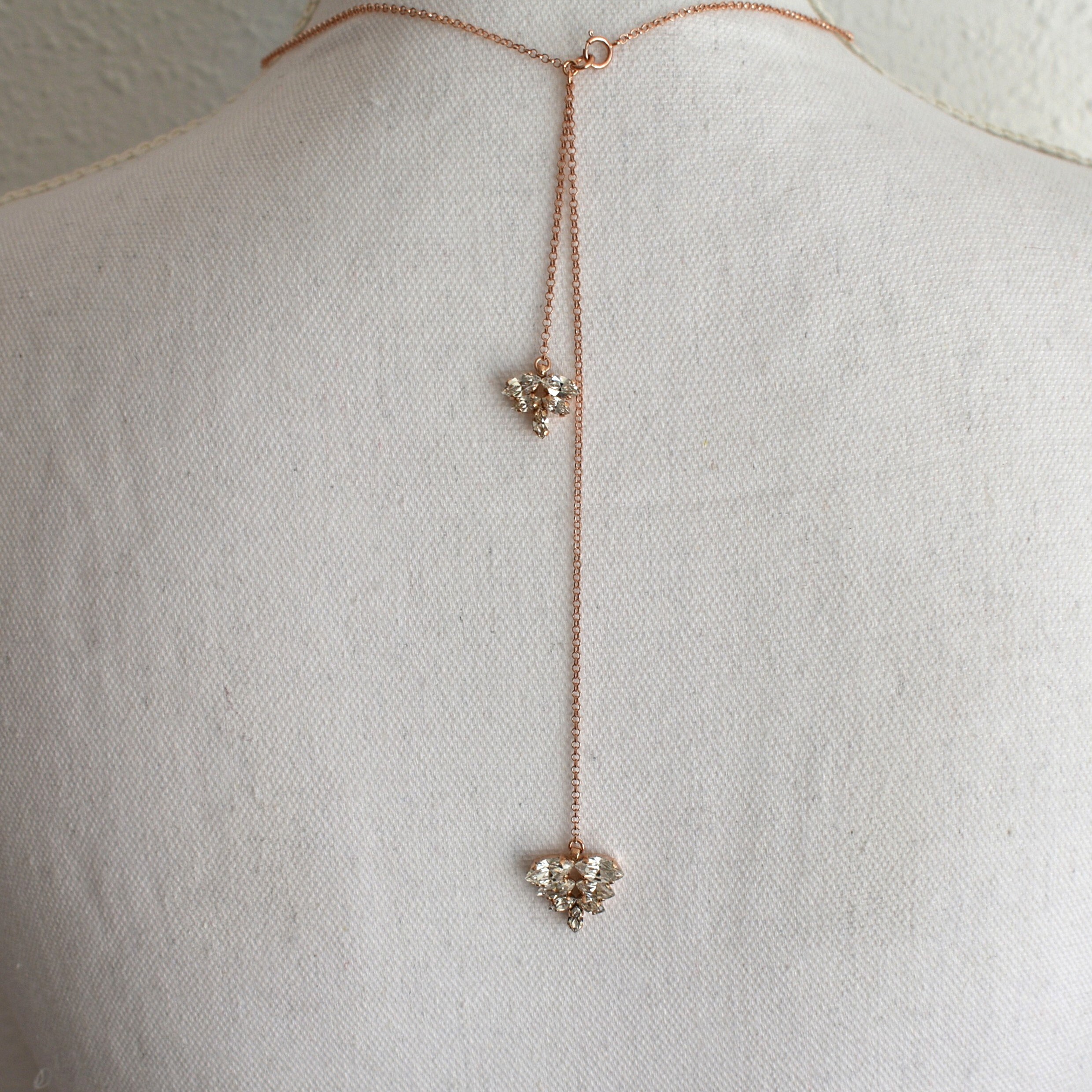 Rose Gold Back Necklace Bridal Backdrop Necklace Rose Gold | Etsy
