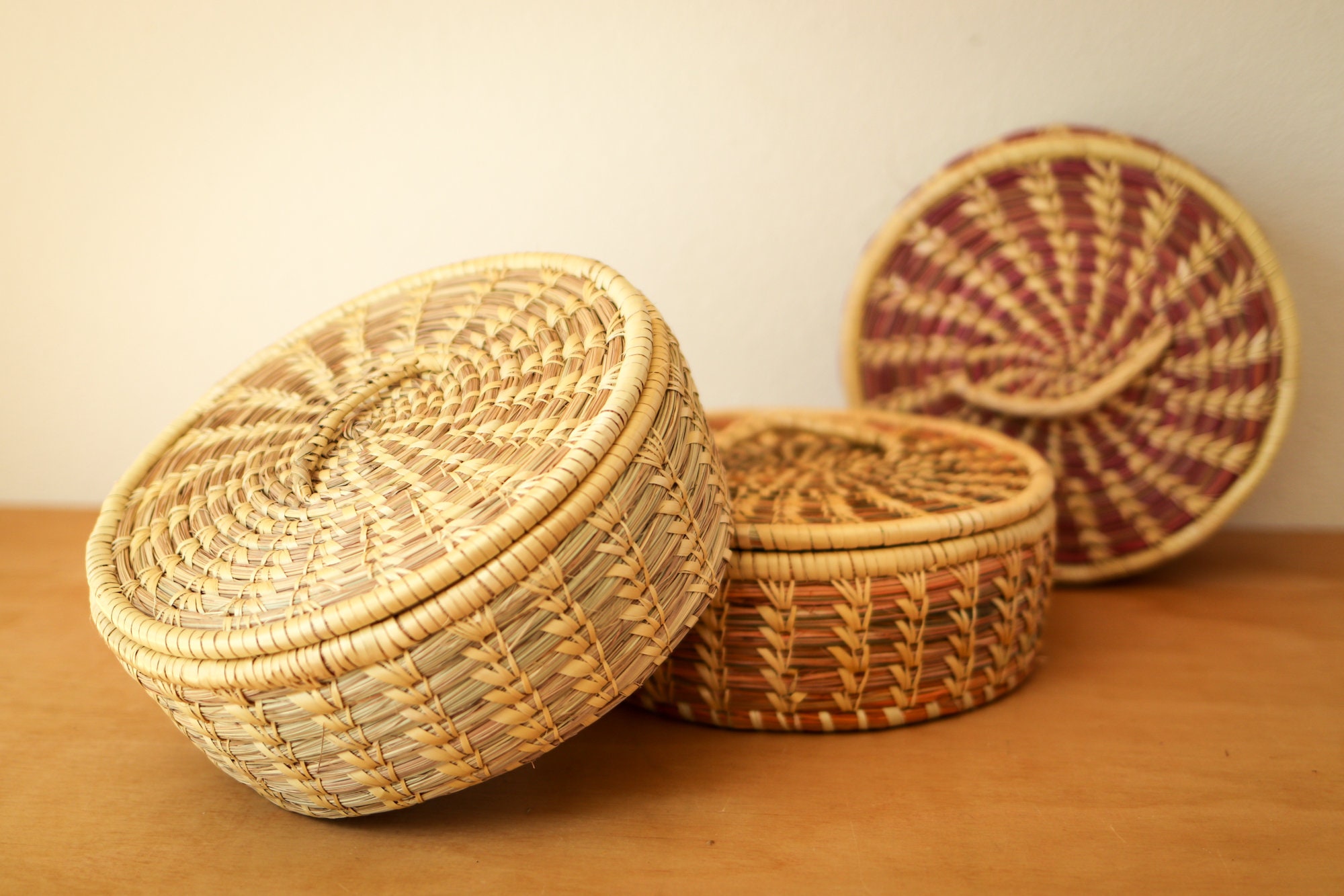 Round Basket with Lid Handmade & Fair Trade | Etsy