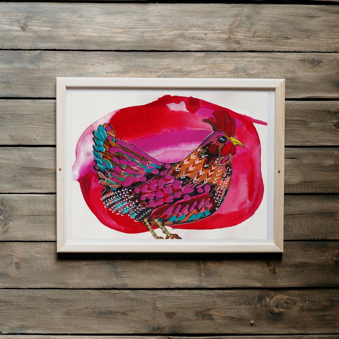 Fiesta Chickens Evil Eye Road Island Red Hen Art Print, Chicken Wall ...