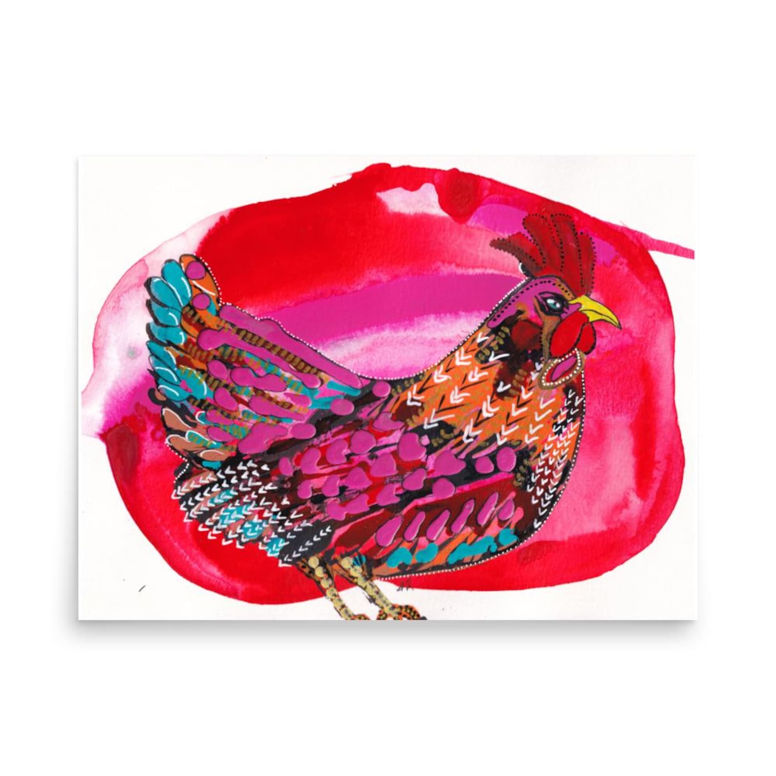 Fiesta Chickens Evil Eye Road Island Red Hen Art Print, Chicken Wall ...
