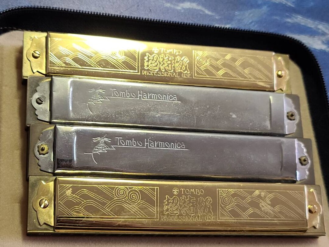 Harmonicas, Tombo, Set of 4, All Key of G, All Different, Two Brass ...