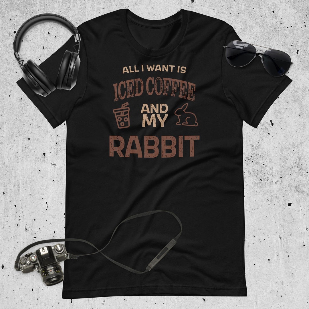 Rabbit Iced Coffee Shirt, Rabbit Parent Gift, Cold Brew Lover T-shirt ...