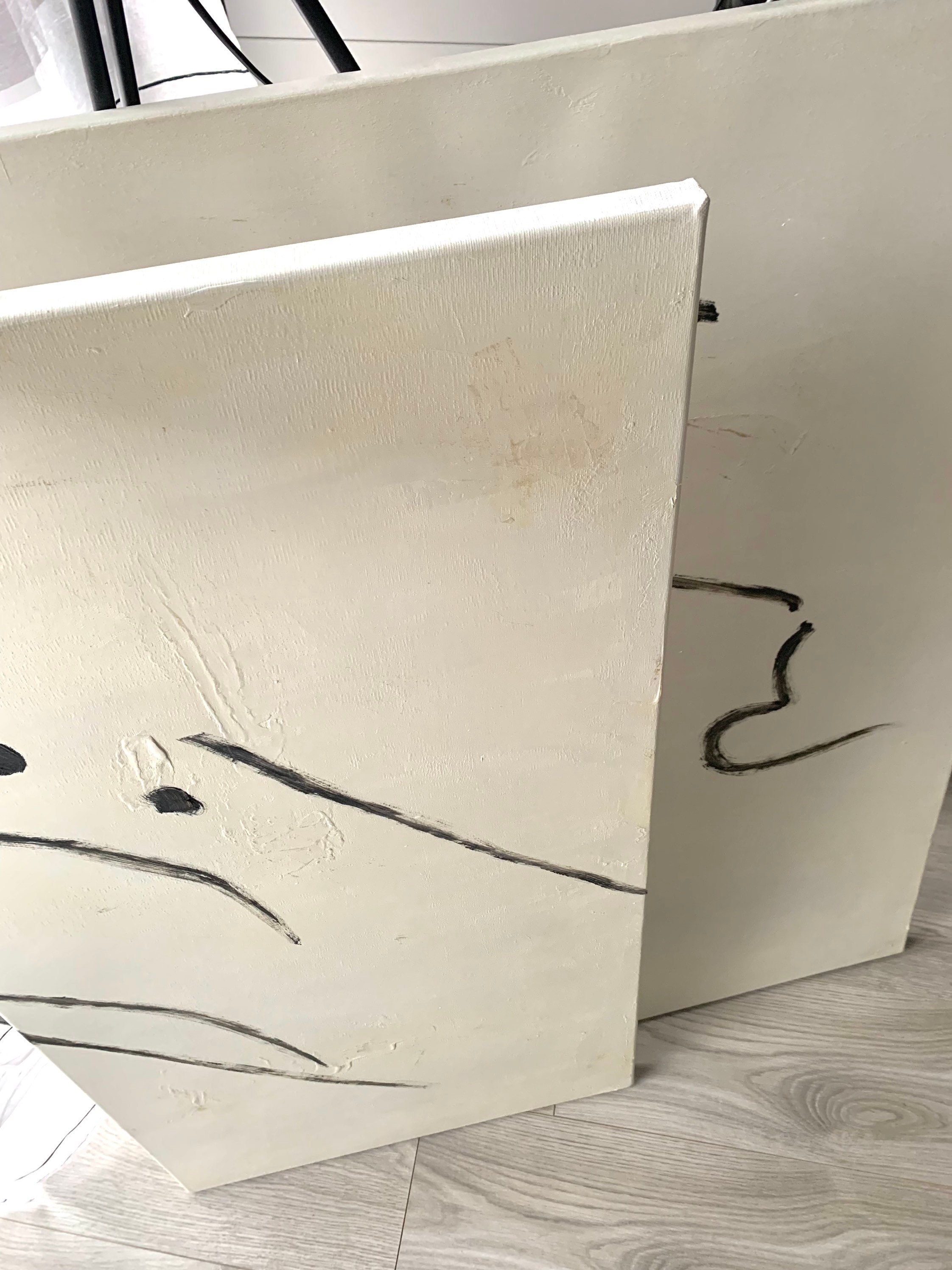 Big Abstract White Picture Oil Paint Set of 2 Abstract - Etsy