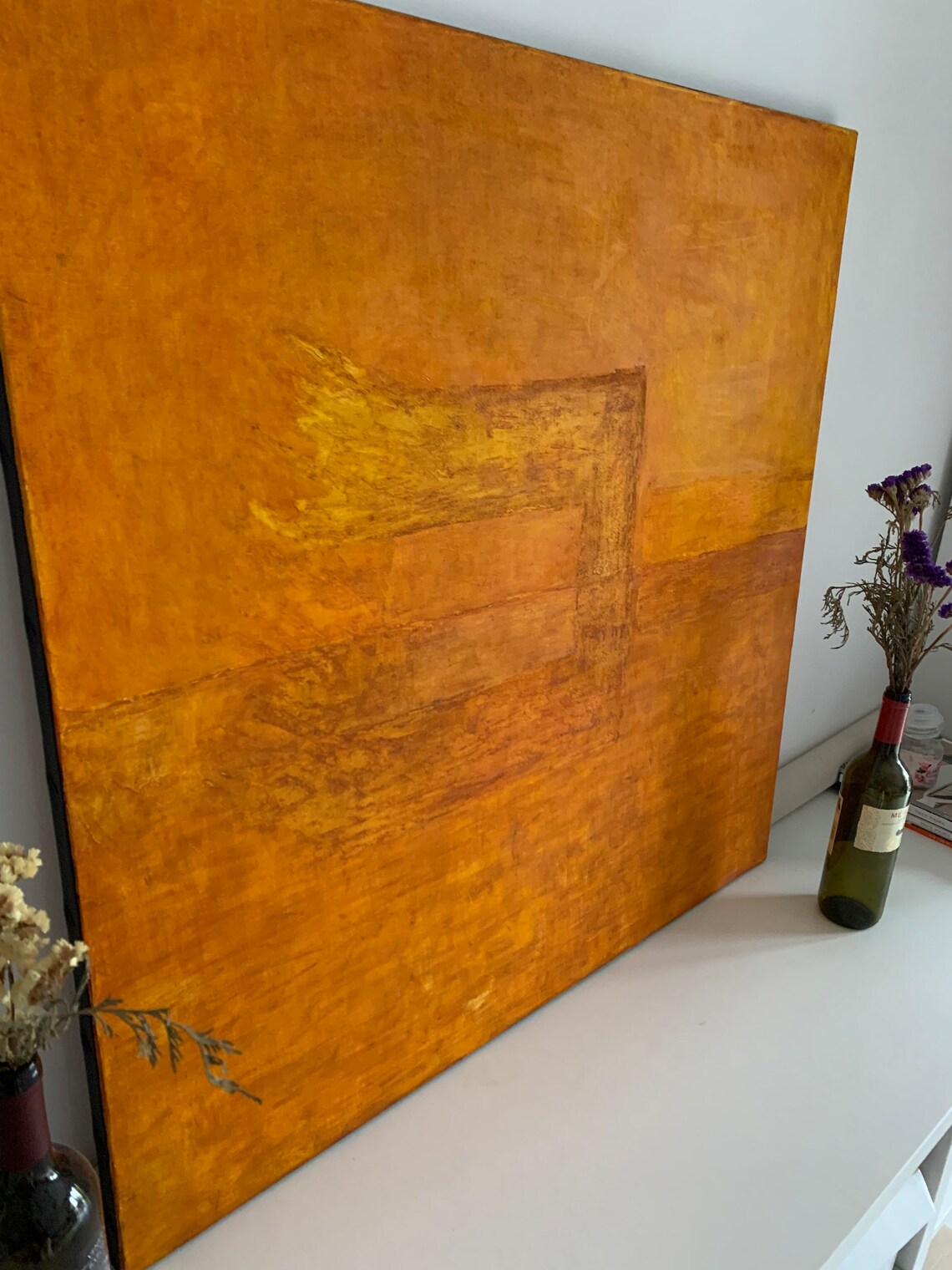 Square Orange Picture Textured Orange Abstract Oil Paint Contemporary ...