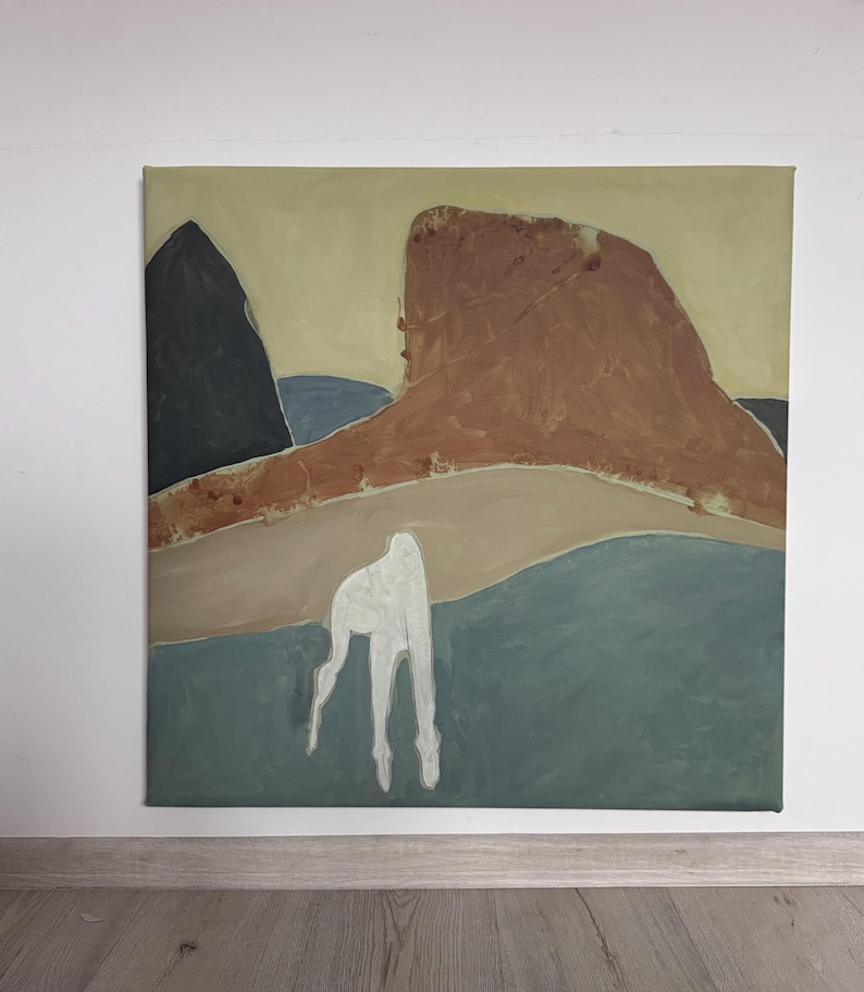 Landscape Painting on Canvas: Abstract Picture With Horse and Landscape ...