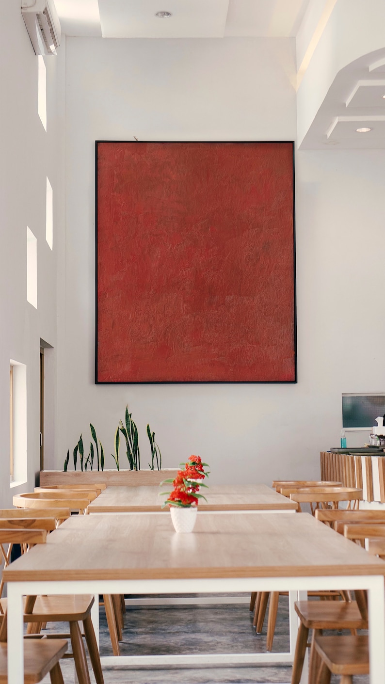 Giant Textured Red Painting Minimalistic Abstract Hand Painted Picture ...