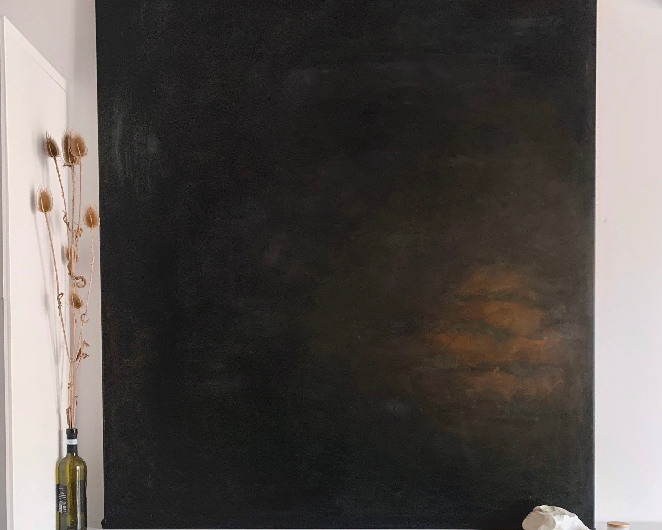 Black Big Oil Picture Minimalistic Abstract Oil Paint Hand Painted ...